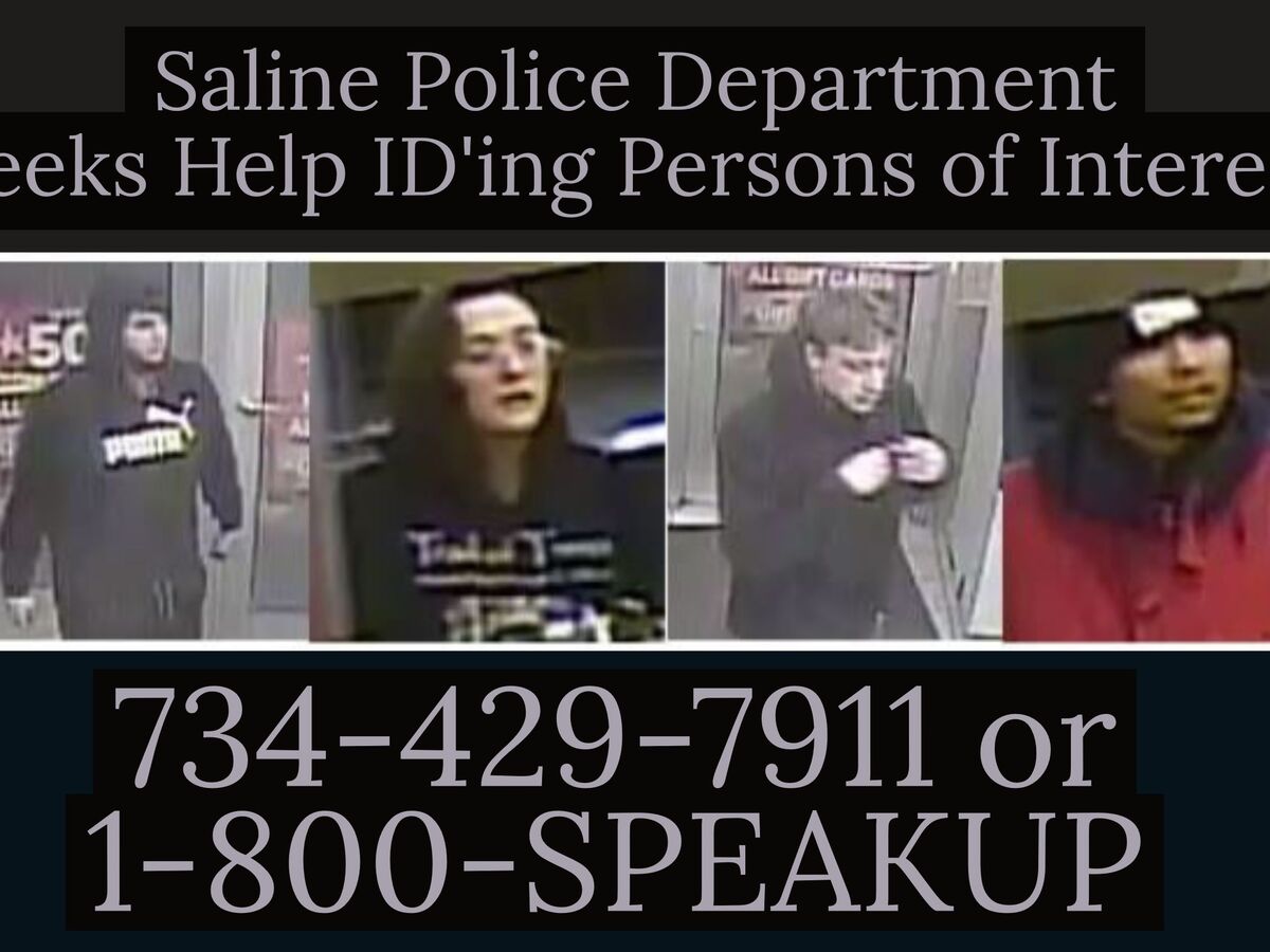 Saline Police Seek Help Identifying Persons Of Interest After Car Theft